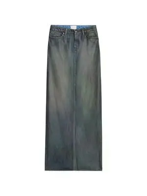7 For All Mankind Coated Denim Skirt - Blue