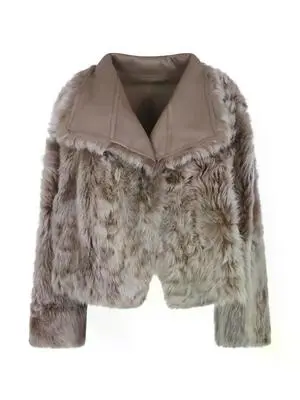 YVES SALOMON Shearling-trim Leather Jacket - Neutrals