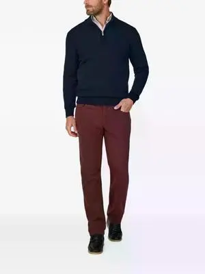 Boggi Milano Roll Neck Jumper Quarter-zip Superfine Merino Wool - Blue