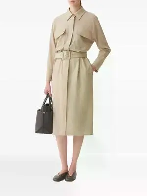 Fabiana Filippi Safari Belted Waffle-knit Midi Dress - Neutrals