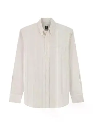 Boggi Milano Striped Oxford Cotton Shirt Regular Fit - White