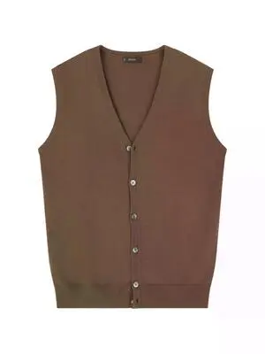 Boggi Milano Waistcoat In Extrafine Merino Wool - Brown