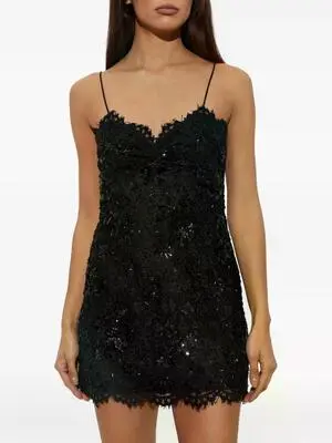 LoveShackFancy Jetta Sequin-embellished Lace-trim Mini Dress