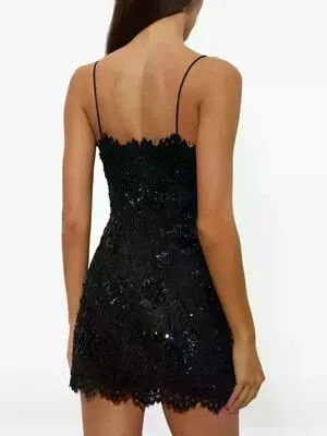 LoveShackFancy Jetta Sequin-embellished Lace-trim Mini Dress