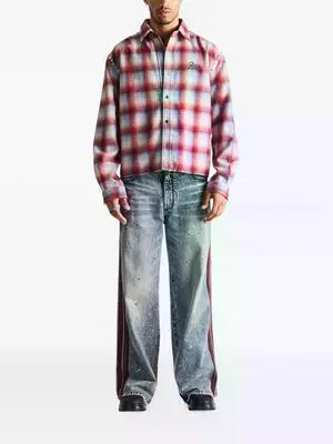 RtA Stud-embellished Plaid Shirt - Red