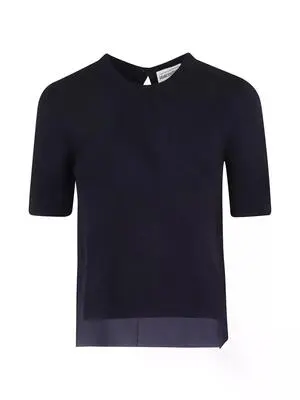 SEMICOUTURE Keyhole-back Short-sleeve Sweater - Black