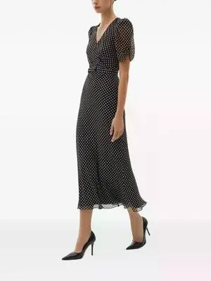 ADAMARIS Polka-dot Wrap-style Midi Dress