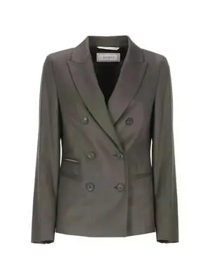 Peserico Double-breasted Virgin Wool Blazer - Grey
