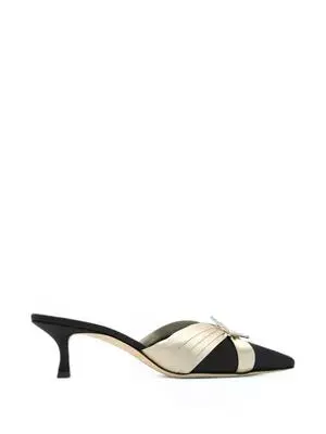 Manolo Blahnik Vieras Crystal-buckle Pleated Mules - Black