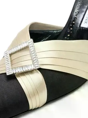 Manolo Blahnik Vieras Crystal-buckle Pleated Mules
