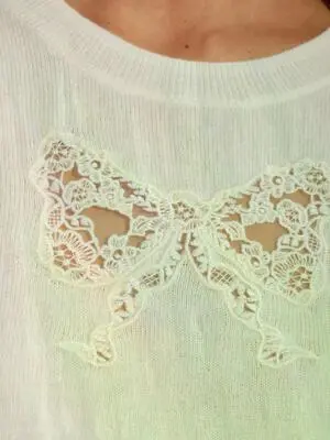 LoveShackFancy Mingley Lace-bow Sweater - Neutrals