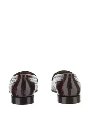 FERRAGAMO Gancini Croc-effect Leather Loafers