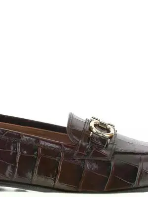 FERRAGAMO Gancini Croc-effect Leather Loafers