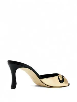 Manolo Blahnik Scroll-applique Leather Heeled Sandals