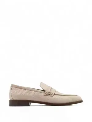 Manolo Blahnik Perry Crocodile-effect Loafers - Neutrals