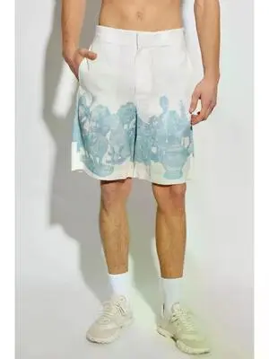 Givenchy Bermuda Shorts In Linen With Hubert Objects Print