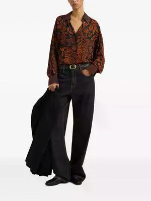 Momoni Gleya Paisley-print Long-sleeve Shirt - Black
