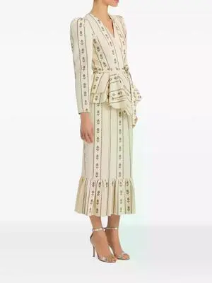 MARKARIAN Suri Floral-stripe Fitted Midi Skirt
