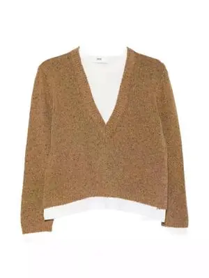 SOLOTRE Marl-knit Layered-effect Sweater - Brown