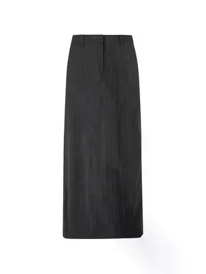 DUNST Pinstripe-pattern Slit-detail Midi Skirt - Grey