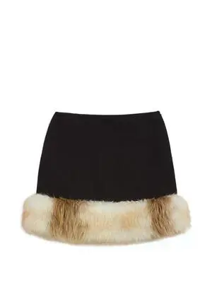 Apparis Meadow Faux-fur Trim Mini Skirt - Black