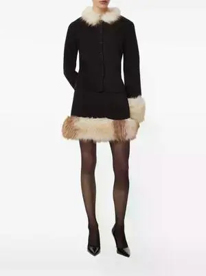 Apparis Meadow Faux-fur Trim Mini Skirt - Black