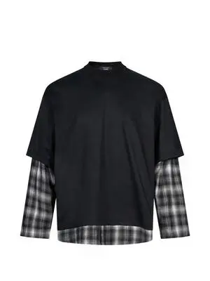 Comme Des Garçons Layered-design Check-pattern T-shirt - Black