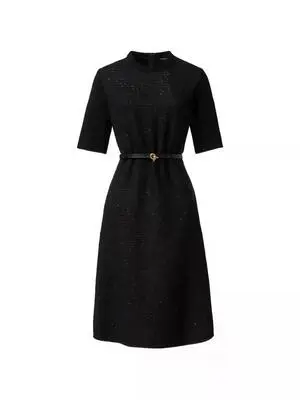 Fabiana Filippi Belted Bouclé-knit Midi Dress - Black