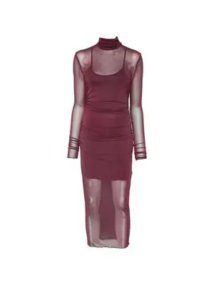 ANIYE BY Sheer-panelled Ruched Dress - Red