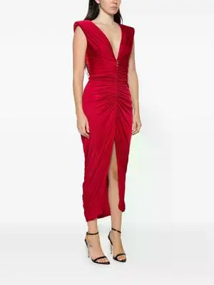 Versace Ruched Medusa-button Dress - Red