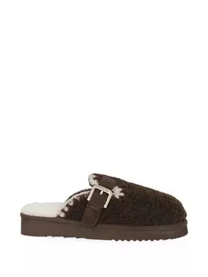Mou Curly Buckle-fastening Slippers - Brown