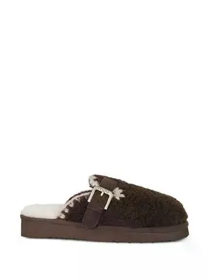 Mou Curly Buckle-fastening Slippers - Brown