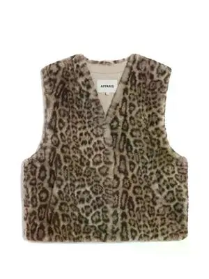 APPARIS Lyle Leopard-print Faux-fur Gilet