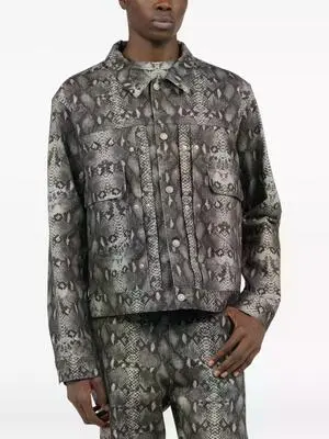 Roberto Cavalli Python-print Denim Jacket