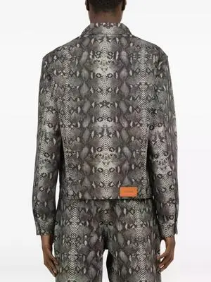 Roberto Cavalli Python-print Denim Jacket