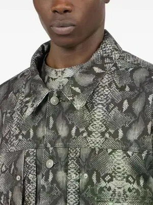 Roberto Cavalli Python-print Denim Jacket