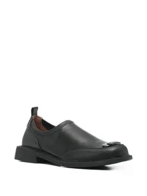 LINDA BAUMANN Logo-plaque Square-toe Loafers