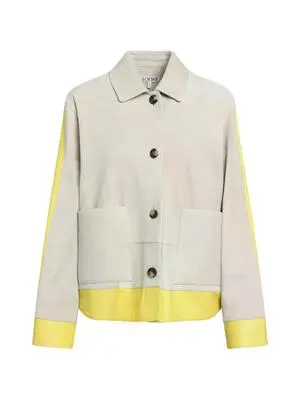 Loewe Turn-up Jacket In Suede Lambskin - Grey