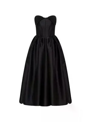 ADAMARIS Strapless Pleated Midi Dress