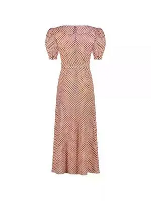 ADAMARIS Polka-dot Belted Midi Dress