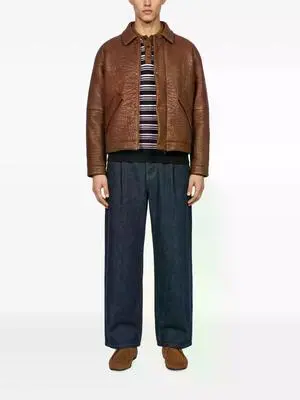 SALVATORE SANTORO Crinkled Leather Jacket - Brown