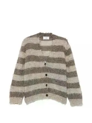SOLOTRE Striped Brushed Cardigan