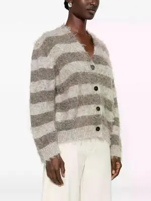 SOLOTRE Striped Brushed Cardigan