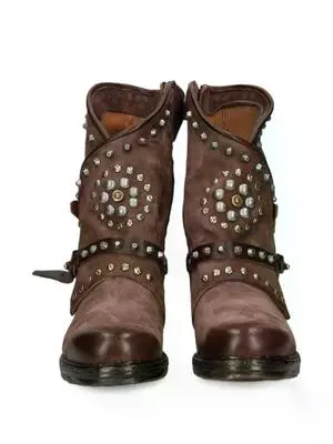 A.S.98 Stud-embellished Buckled Leather Boots