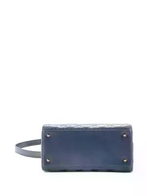 Dior Lady Nm Bag Cannage Quilt Patent Medium Satchel - Blue