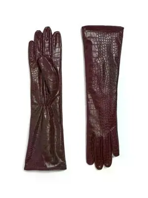 Apparis Gwen Croc-effect Gloves - Red
