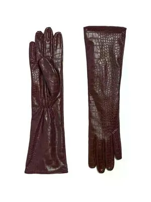 Apparis Gwen Croc-effect Gloves - Red