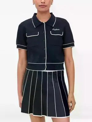 MALBON Jacqueline Contrast-trim Short-sleeved Cardigan - Blue