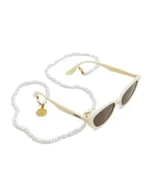 PACKED PARTY Sunny Daze Cat Eye Sunglasses And Pearl Shell Chain Set Cat Eye With Freshwater Pearl Chain