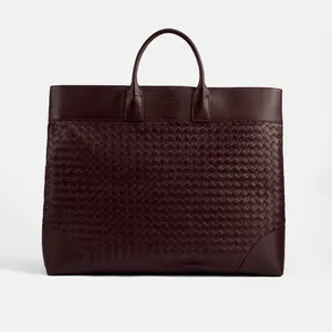 MARC NOLAN Woven Calfskin Leather Weekender - Oxblood